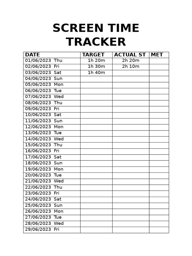 Screen Time Tracker | PDF | Travel