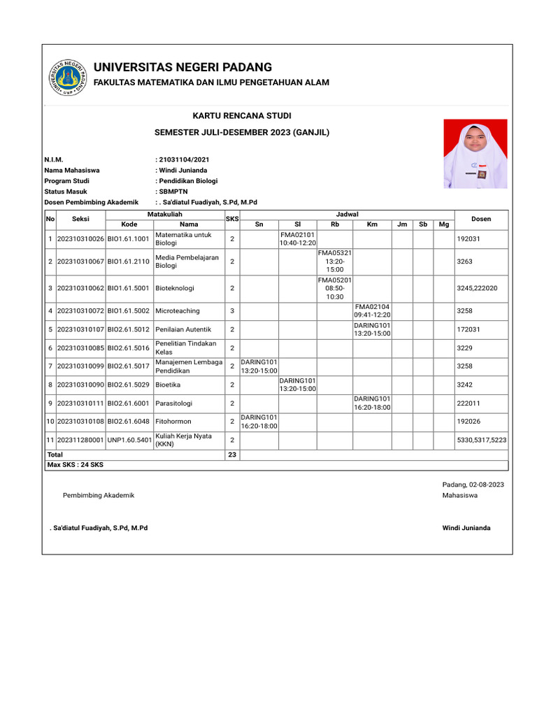 Cetak Kartu Rencana Studi | PDF