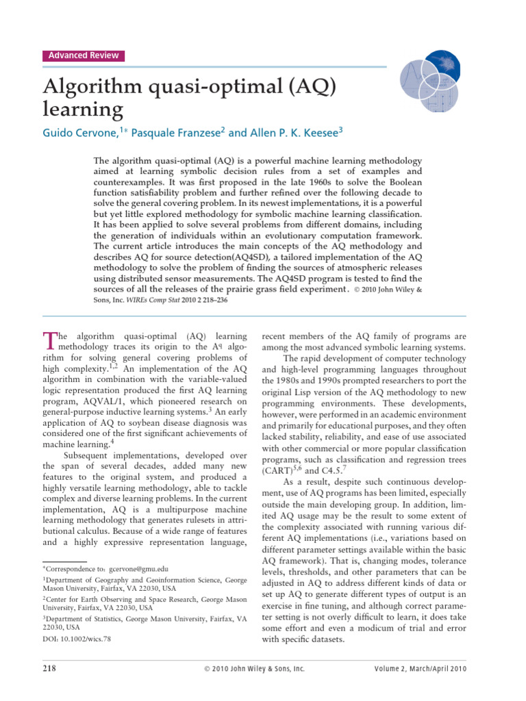 6algorithm Quasi Optimal Aq Learning Pdf Algorithms Machine Learning