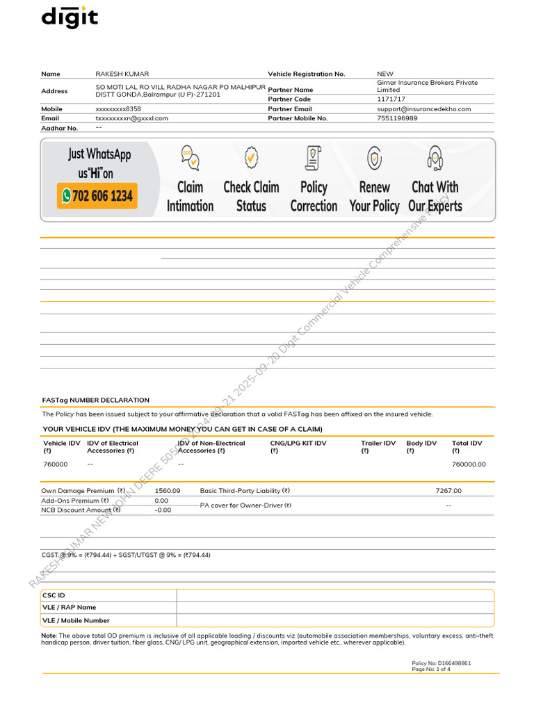D166498861 Comprehensive Policy | PDF | Insurance | Business Law