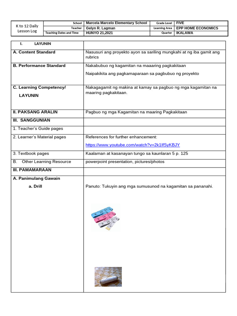 LESSON PLAN IN EPP | PDF