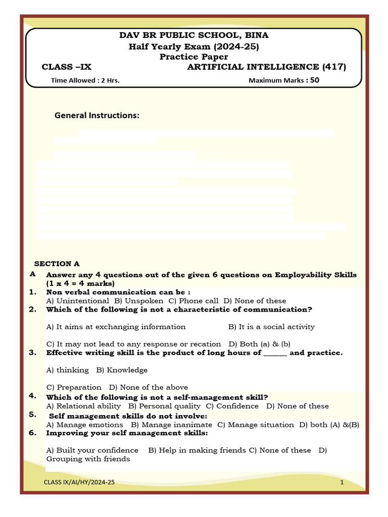 General Instructions | PDF | Artificial Intelligence | Intelligence (AI) & Semantics