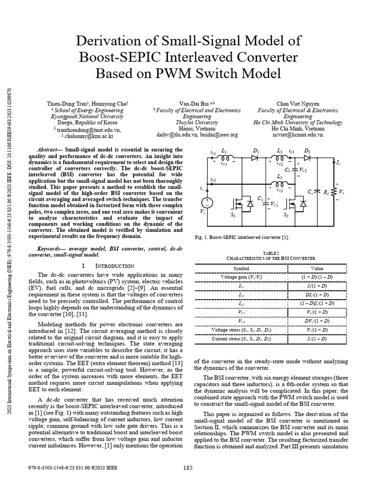 Derivation of Small-Signal Model of Boost-SEPIC Interleaved Converter Based On PWM Switch Model ...