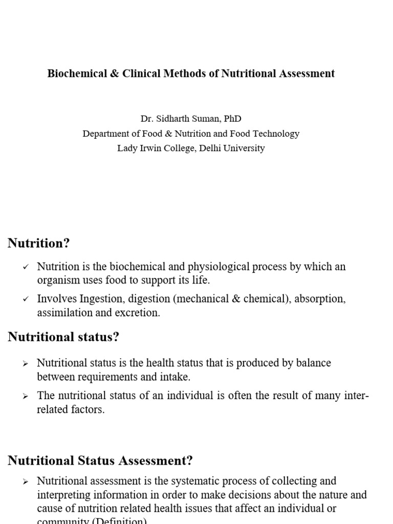 Clinical Assessment of Nutritional Status in The Community | PDF ...