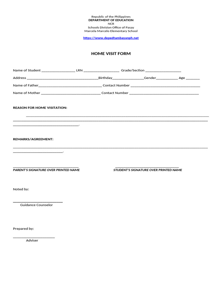 Home Visit Form | PDF