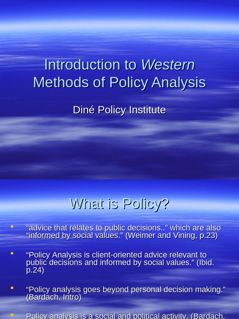 Introduction To Western Methods of Policy Analysis | PDF | Policy ...