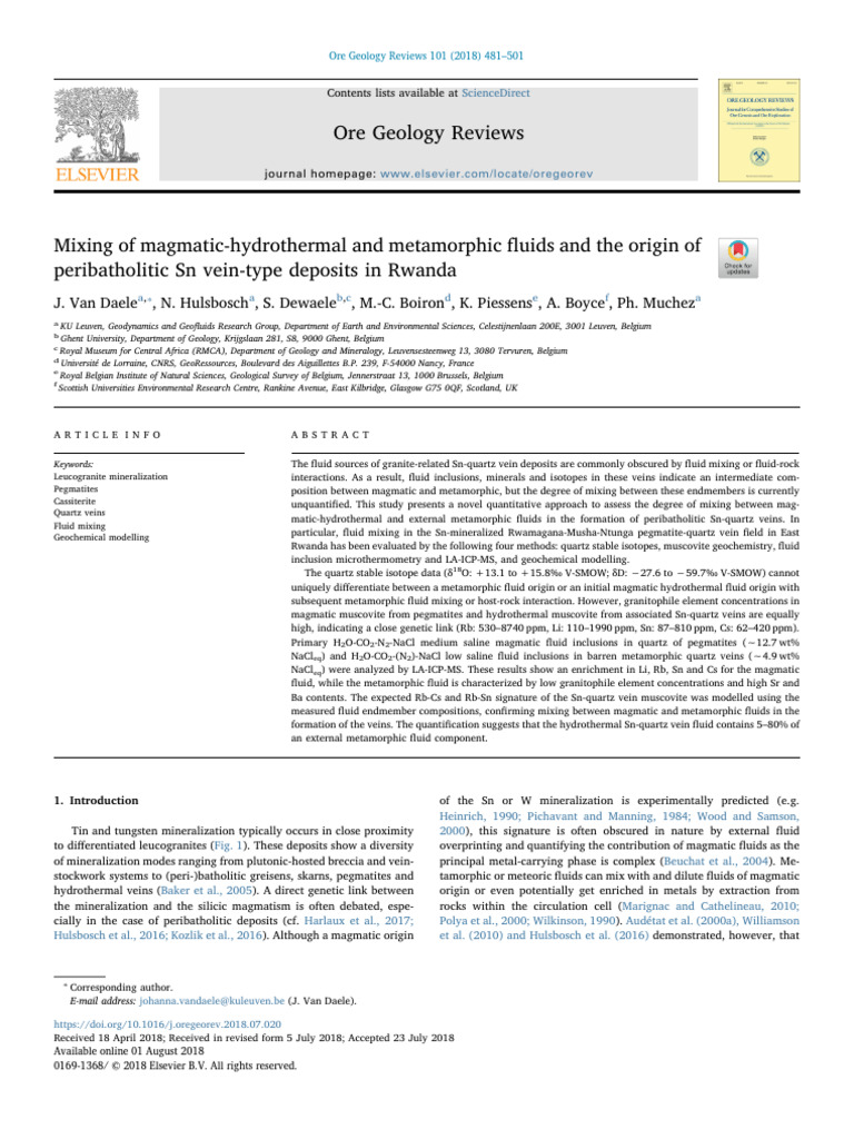 Van Daele (2018) OGR MixingMushaNtunga | PDF | Granite | Quartz