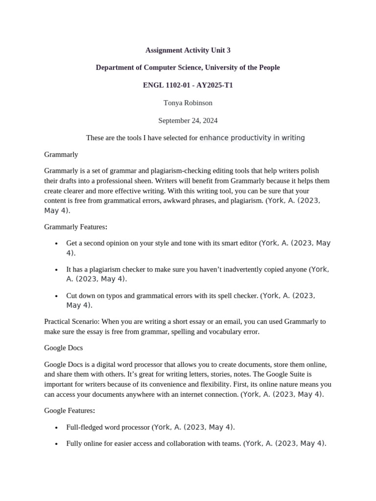 Assignment Activity Unit 3 | PDF | Evernote | Computing