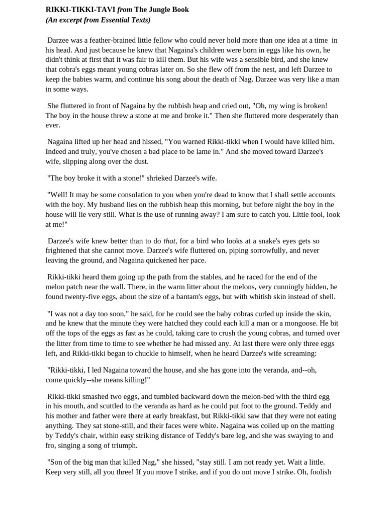 Rikki-Tikki-Tavi Excerpt | PDF | Poetry