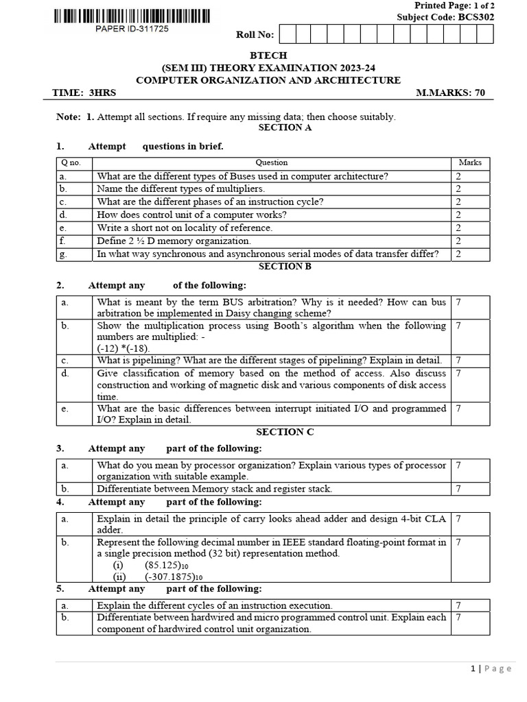 Bcs302 Computer Organization and Architecture | PDF | Computer Engineering | Integrated Circuit