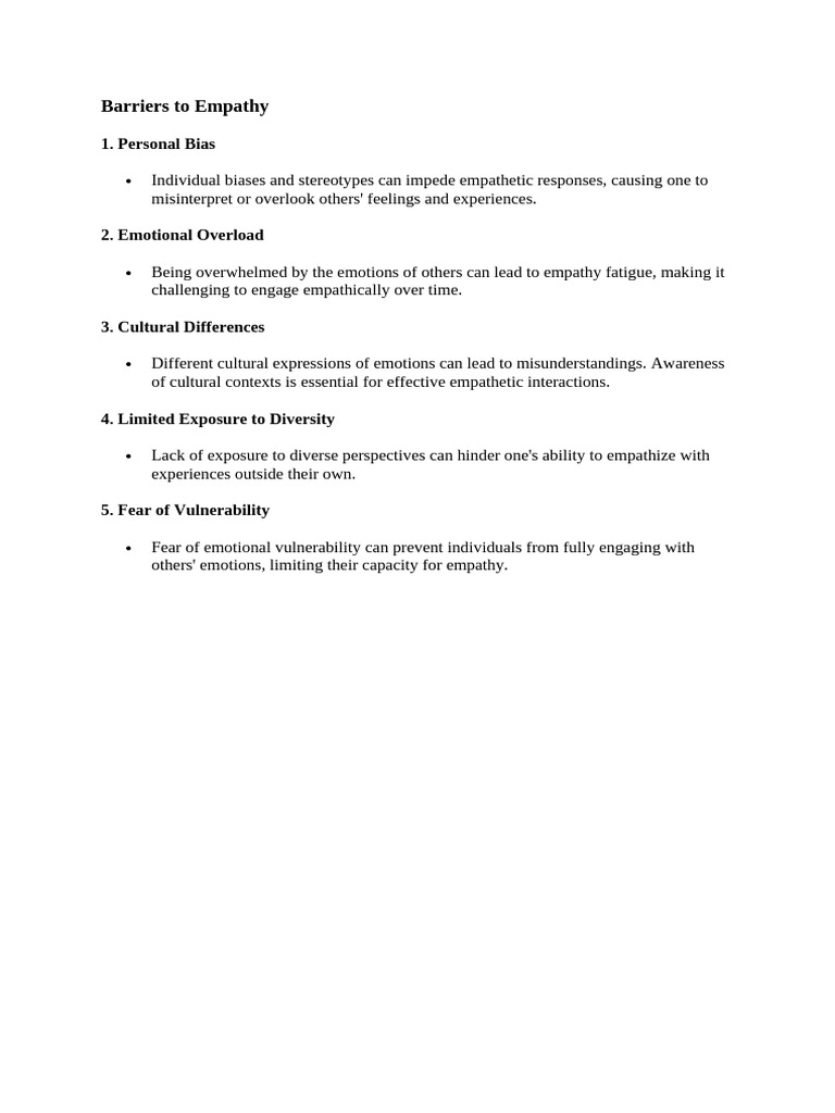 Barriers To Empathy | PDF | Self-Improvement | Wellness