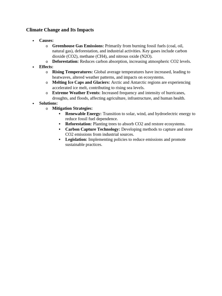 Climate Change and Its Impacts | PDF