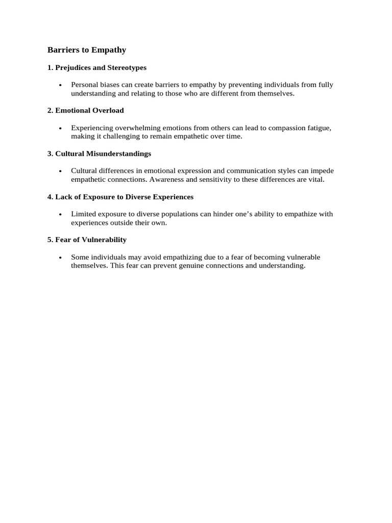 Barriers To Empathy | PDF