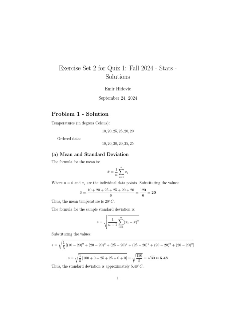 ExerciseSet2 Updated Solutions | PDF | Standard Deviation | Statistical ...
