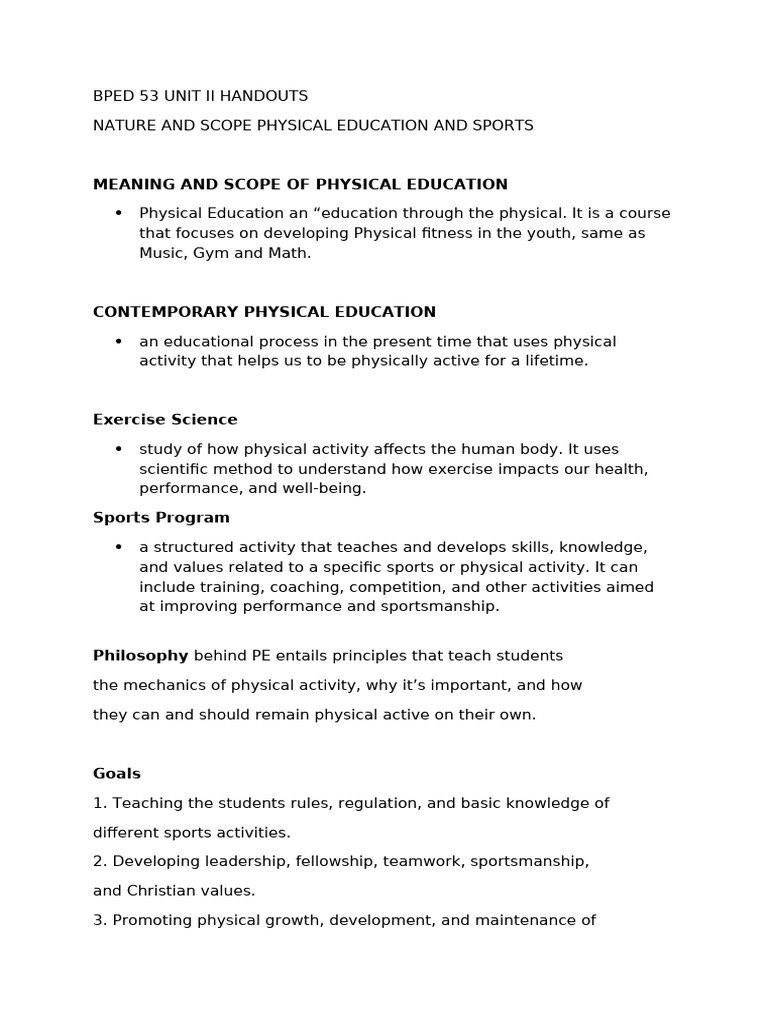 Nature and Scope of Physical Education | PDF | Physical Education | Sports