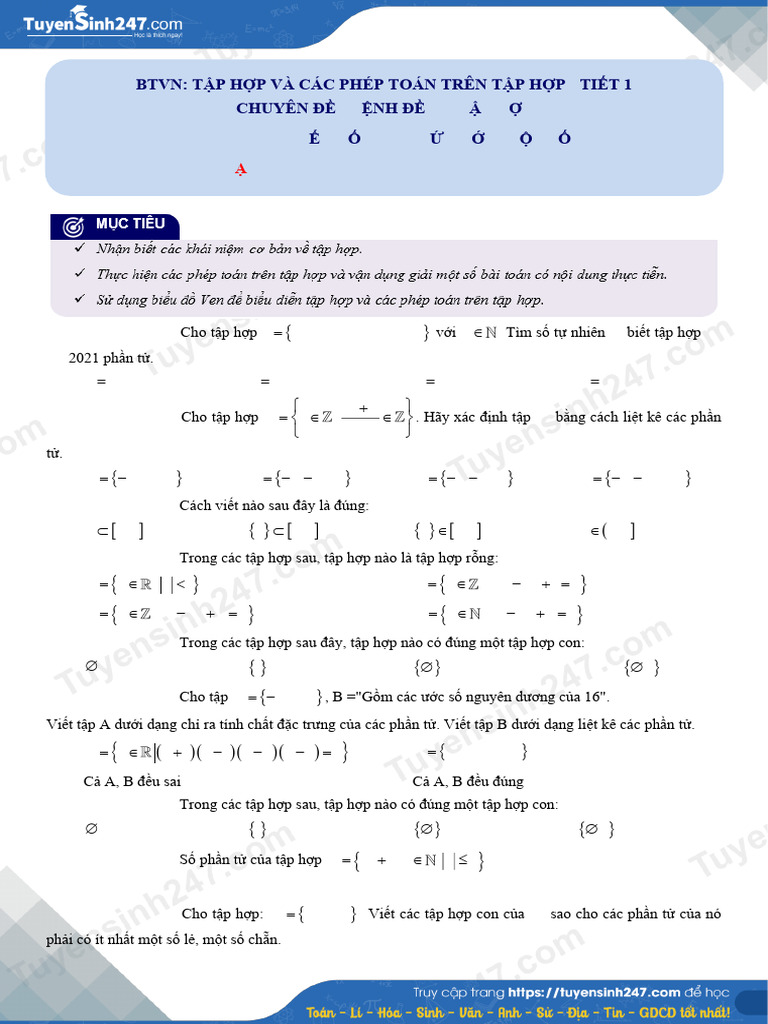 De-Thi-Btvn-Tap-Hop-Va-Cac-Phep-Toan-Tren-Tap-Hop-Tiet-1-1673851373 | PDF