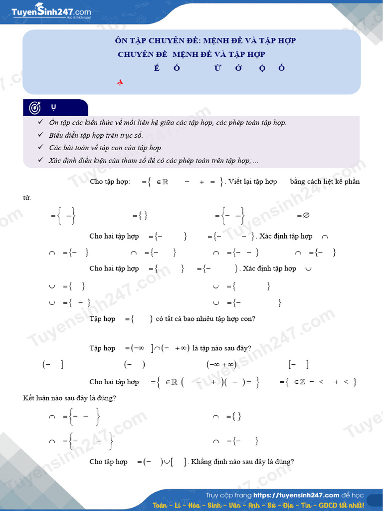 De-Thi-Btvn-On-Tap-Chuyen-De-Menh-De-Va-Tap-Hop-1673851392 | PDF