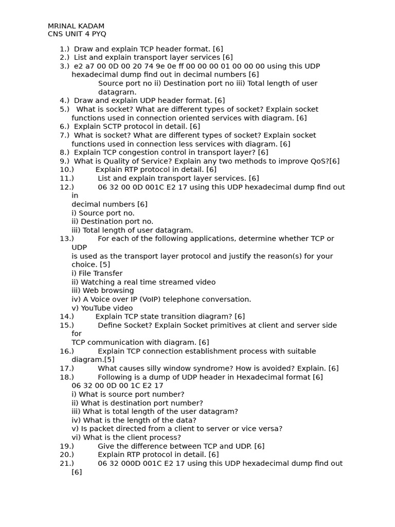 CNS UNIT 4 PYQ | PDF | Port (Computer Networking) | Network Socket CNS UNIT 4 PYQ | PDF | Port (Computer Networking) | Network Socket