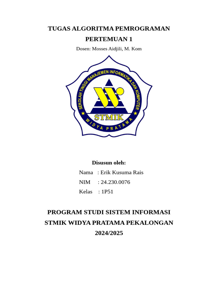 Tugas Algoritma Pemrograman | PDF