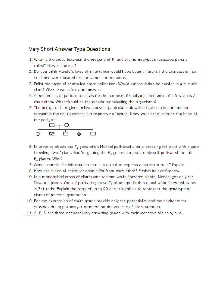 Class 12 Biology Hots 4. Principals of Inheritance and Variation | PDF ...