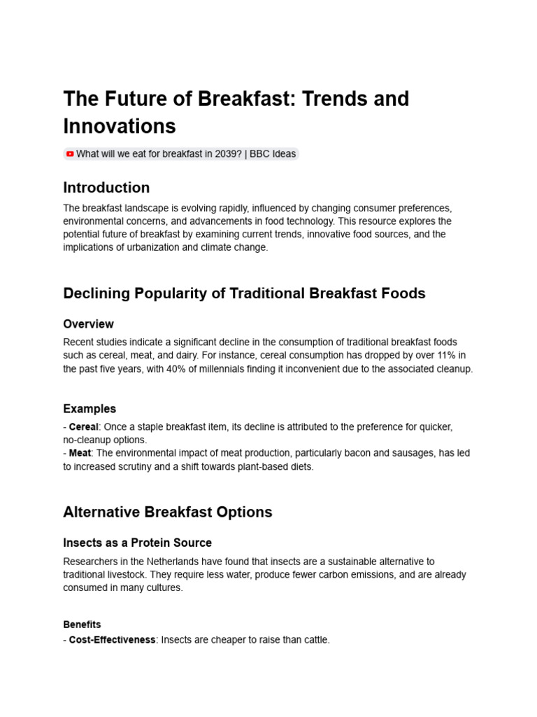 The Future of Breakfast_ Trends and Innovation | PDF | Meat | Foods