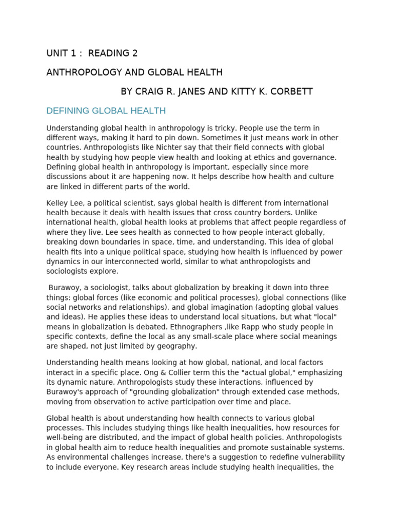 Unit 1 Reading 2 | PDF | Anthropology | Non Governmental Organization