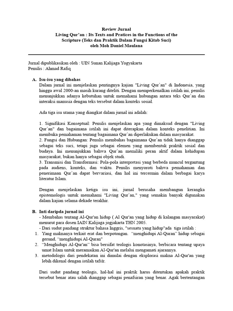 Daniel (Reviuw Jurnal Ahmad Rafiq) | PDF