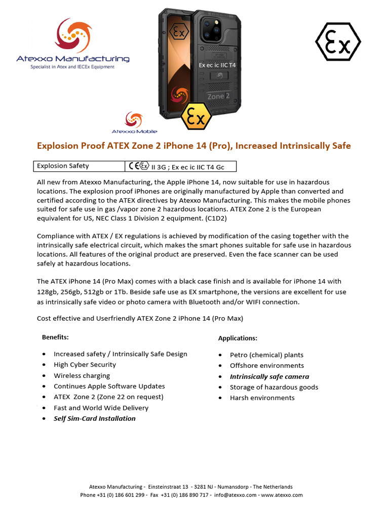 ATEX Iphone 14 Explosion Proof Ex | PDF | I Phone | Electrical Engineering