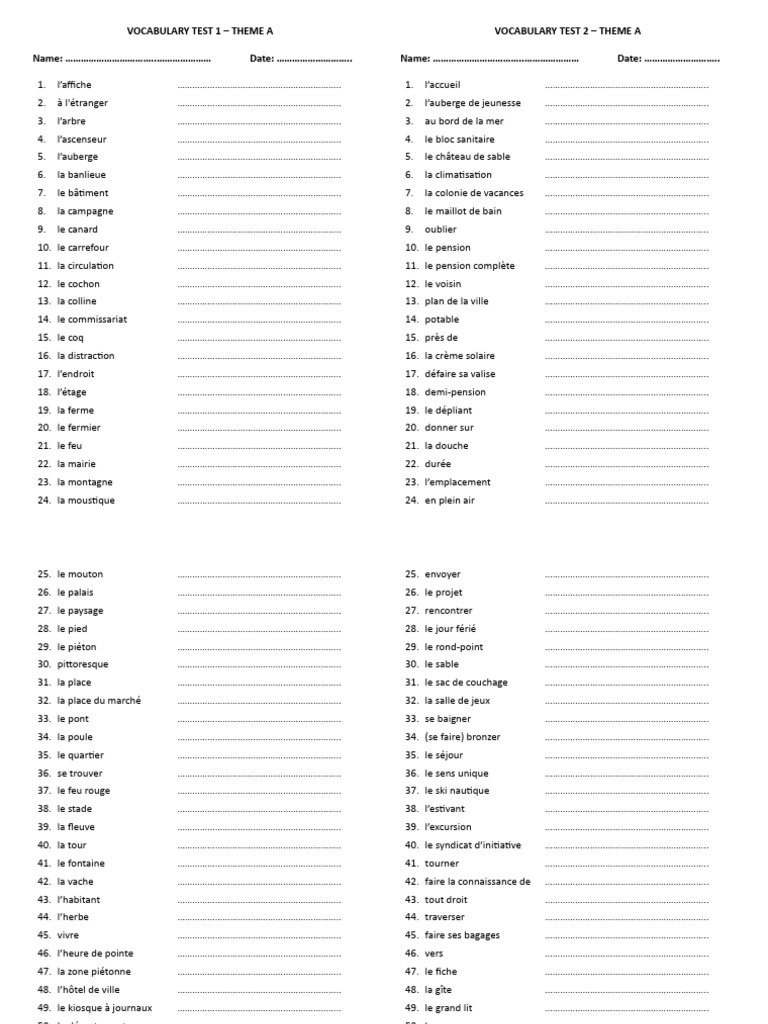 Vocabulary Tests (IGCSE) | PDF