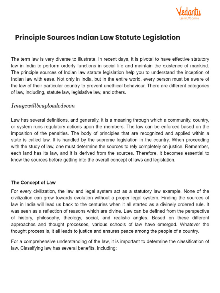 Principle Sources Indian Law Statute Legislation | PDF