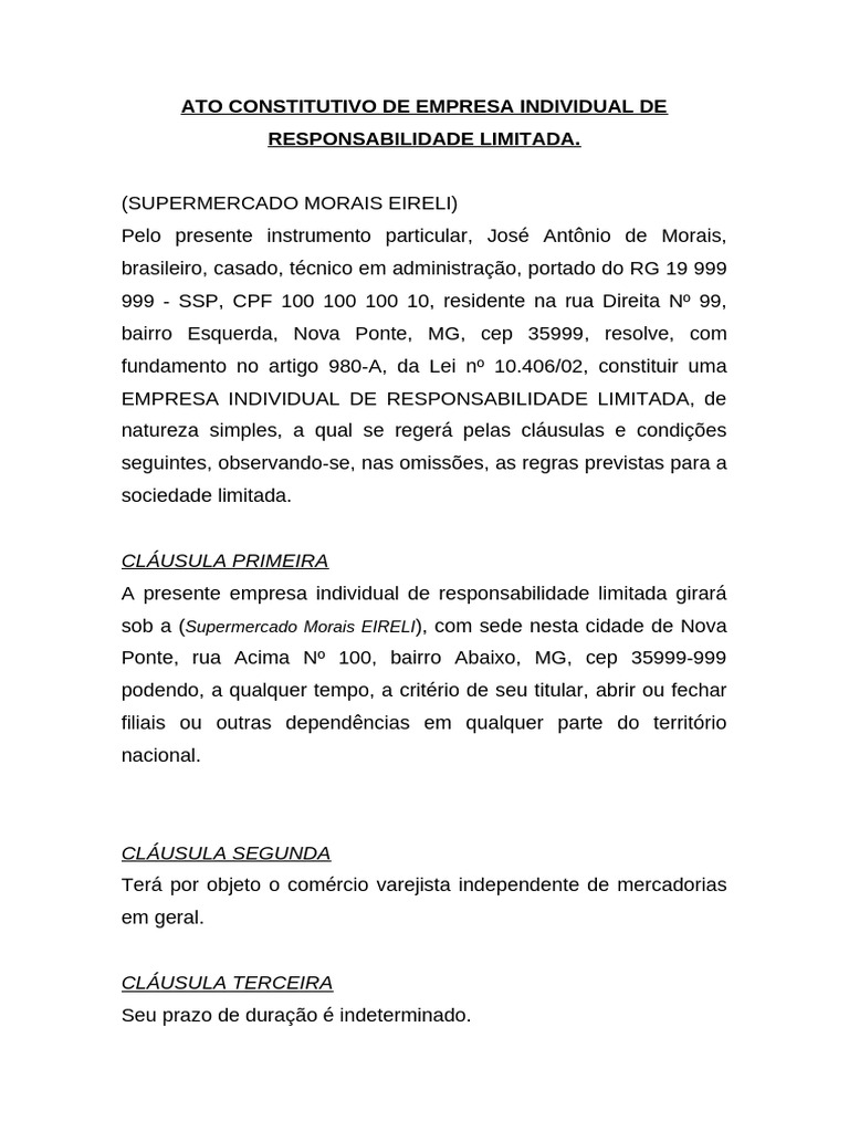 Ato Constitutivo - Ativ 1 | PDF