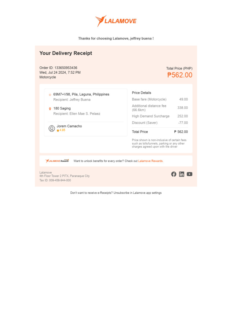 Order Receipt 9 | PDF