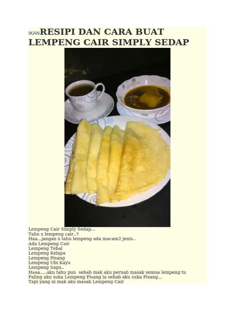 Resipi Lempeng Cair Sedap dan Mudah | PDF | Memasak, Makanan, & Anggur ...
