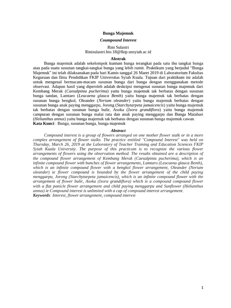 Morfologi dan Susunan Bunga Majemuk | PDF