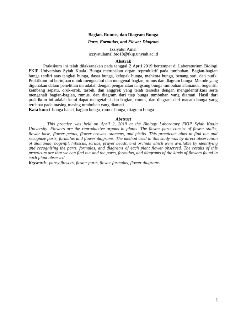 LAPORAN 5 BAGIAN, RUMUS, Dan DIAGRAM BUNGA | PDF