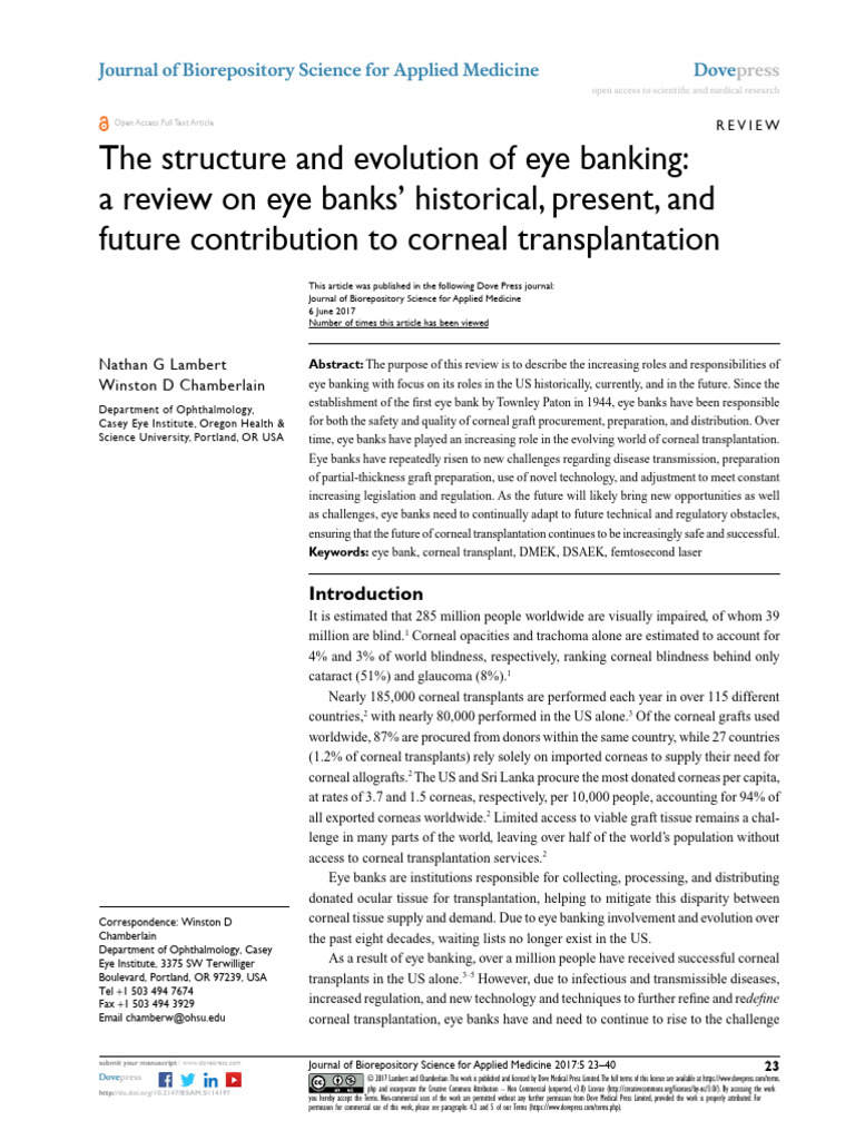 BSAM 114197 The Structure and Evolution of Eye Banking A Review On Eye ...