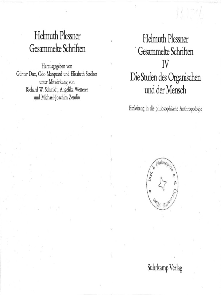 Plessner Stufen Des Organischen | PDF