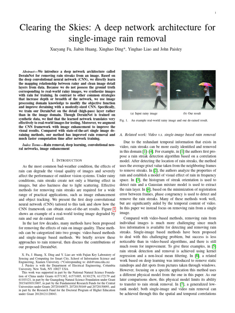Clearing The Skies: A Deep Network Architecture For Single-Image Rain Removal | PDF | Deep ...