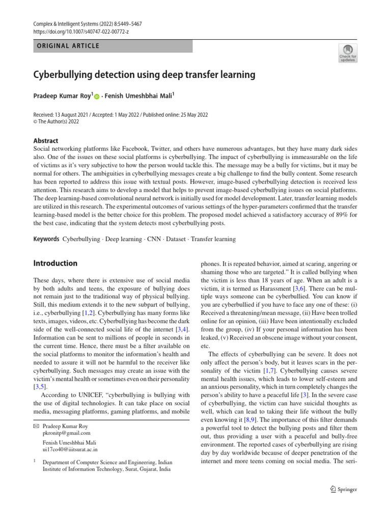 2022 Using Deep Transfer Learning | PDF | Receiver Operating Characteristic | Cyberbullying