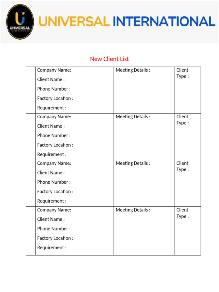 New Client List | PDF