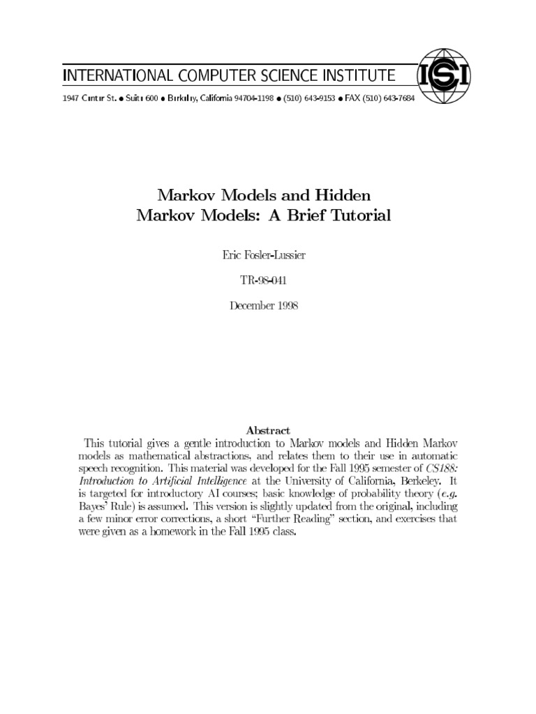 HMM Tutorial 1 | PDF