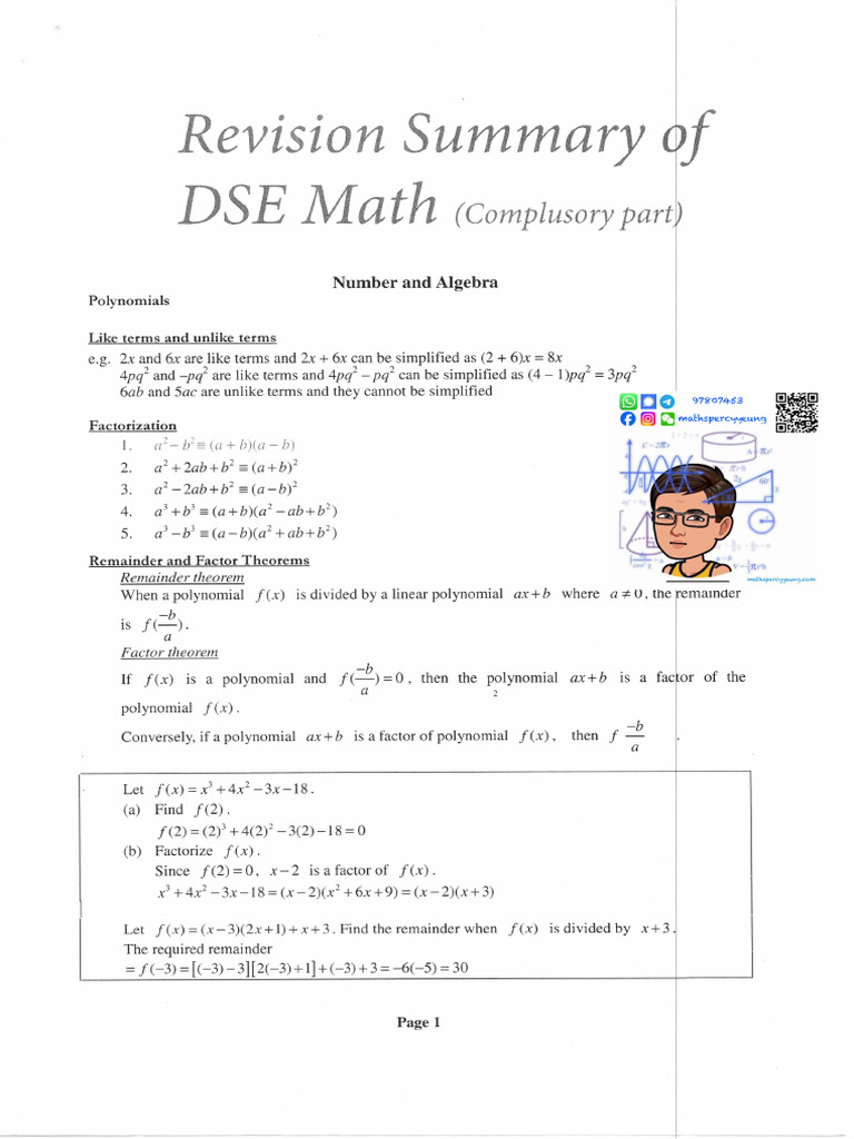 Revision Summary of Dse Maths | PDF