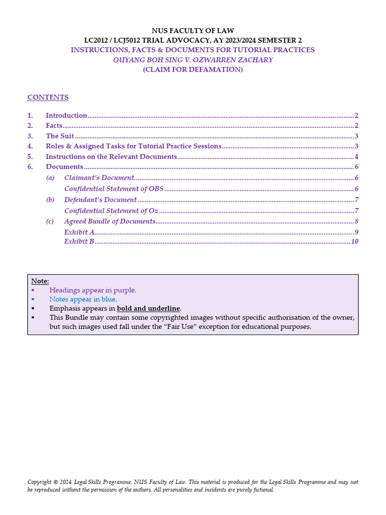 Defamation Claim For Tutorial Practices - Instructions, Facts and ...