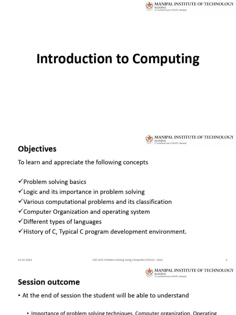 L1-L2 Introduction To Computing | PDF | Central Processing Unit | Logic