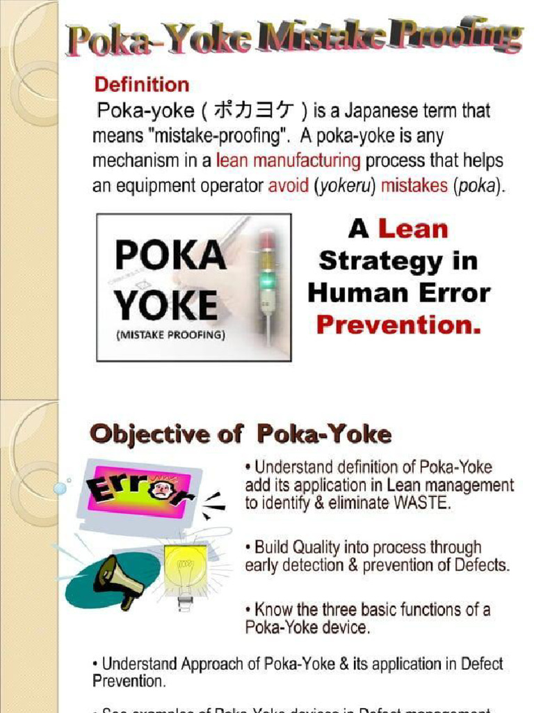 Poka-Yoke Mistake Proofing | PDF