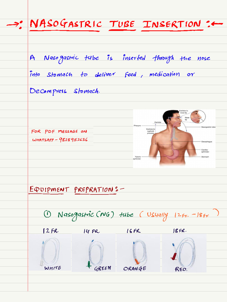 Nasogastric Tube Insertion Procedure | PDF