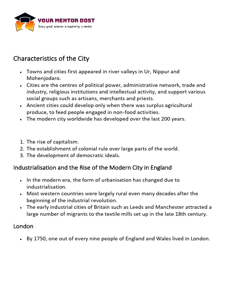 CBSE Class 10 History: Urban Life | PDF | Mumbai | London
