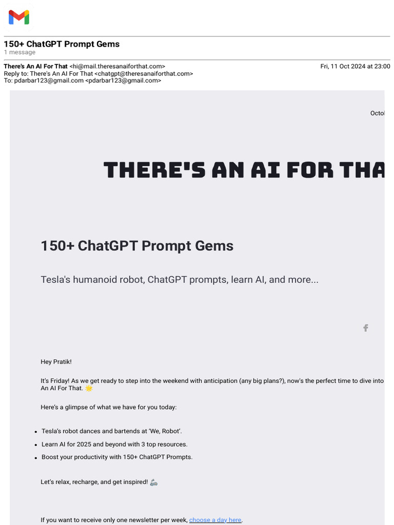 Gmail - 150+ ChatGPT Prompt Gems | PDF | Artificial Intelligence ...