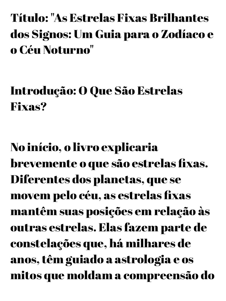 As Estrelas Fixas | PDF | Zodíaco | Estrelas