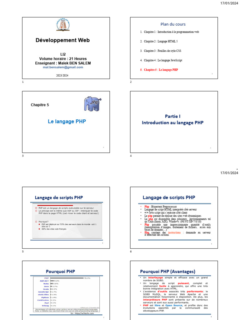 Chapitre5 Cours Tech&ProgWeb LI2 | PDF | PHP | Structure de contrôle